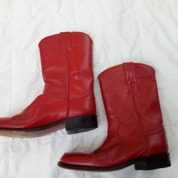 Justin Boots | Shoes | Justin Boots Red Leather Combat Moto Boots ...
